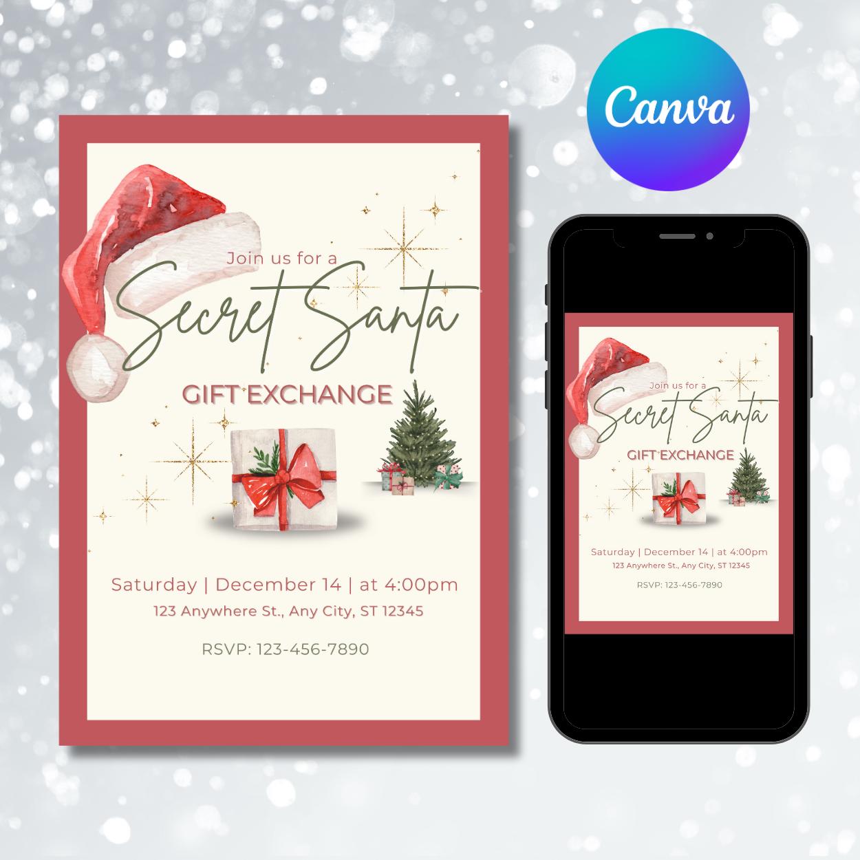 Secret Santa Invitation Template Gift Exchange Invite Template Kris ...