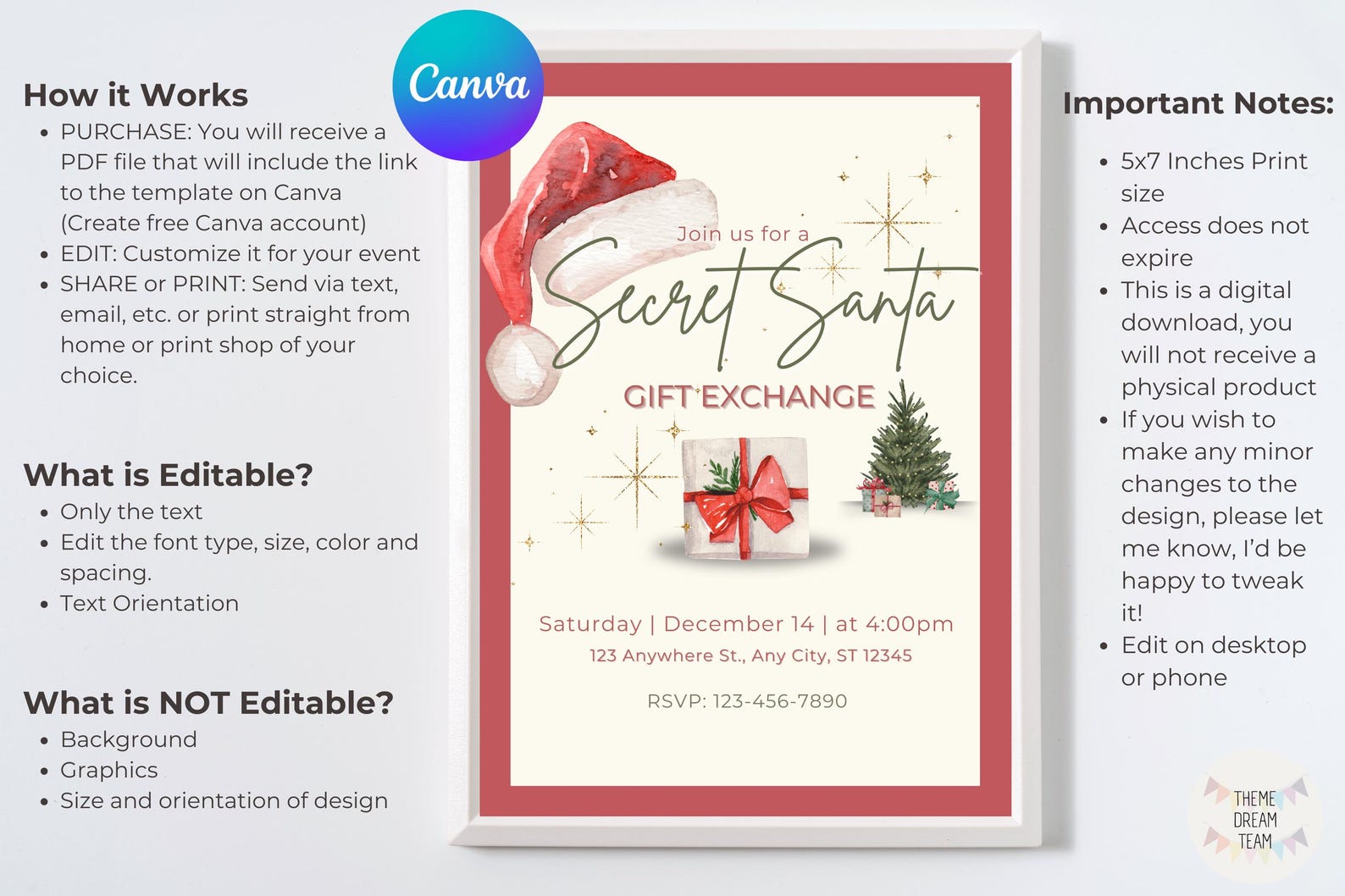 Secret Santa Invitation Template Gift Exchange Invite Template Kris ...