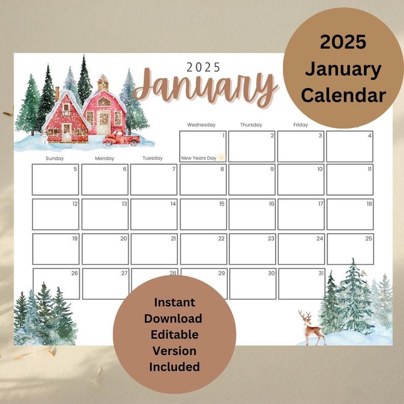 Printable January 2025 Calendar Kids Calendars 2025 Fillable January ...