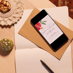 Pomegranate Wedding Invitation Template Digital Invitation Editable ...