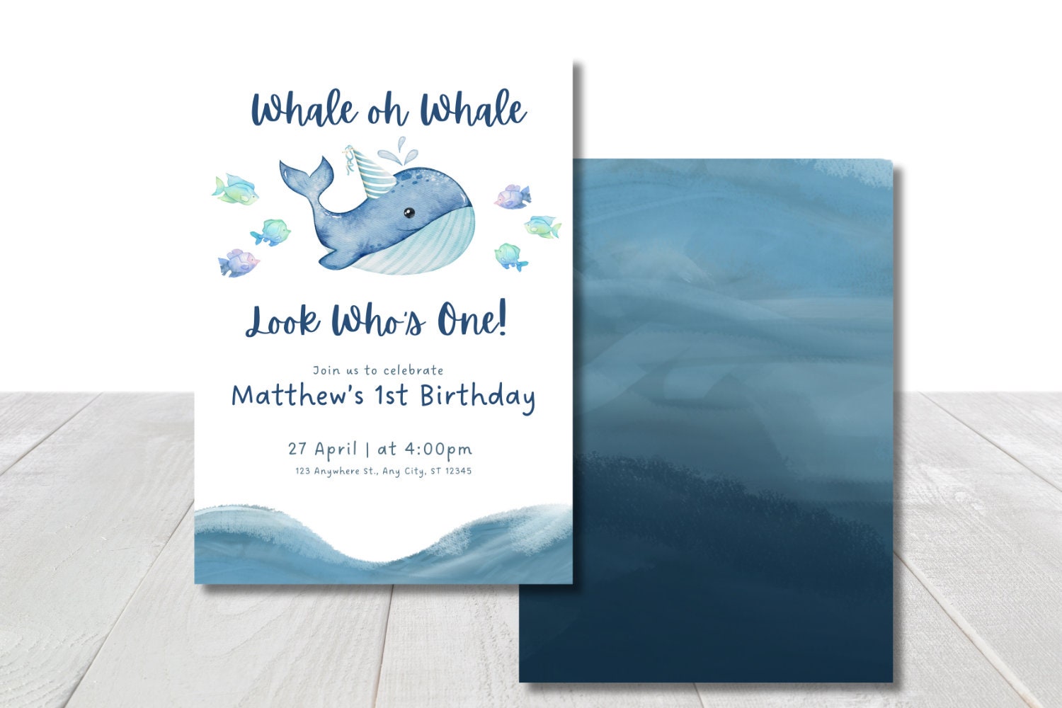 Whale Birthday Invitation Template Editable Instant Download Boy Whale ...