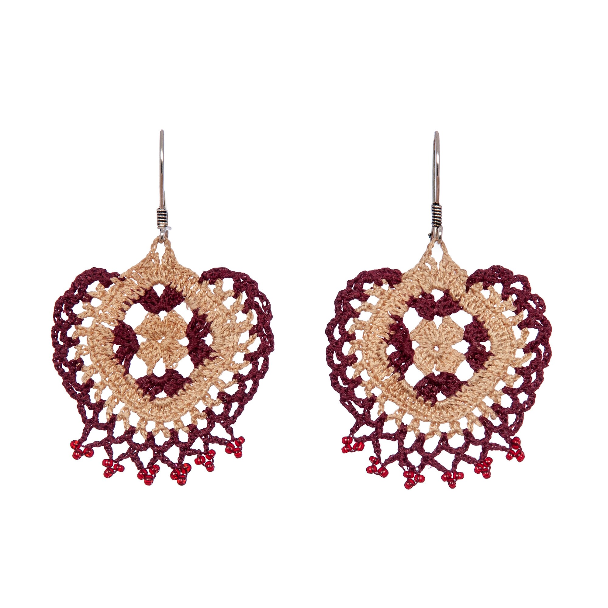 Handmade Micro-crochet Jewelry With Caramel and Claret Red Tassels ...