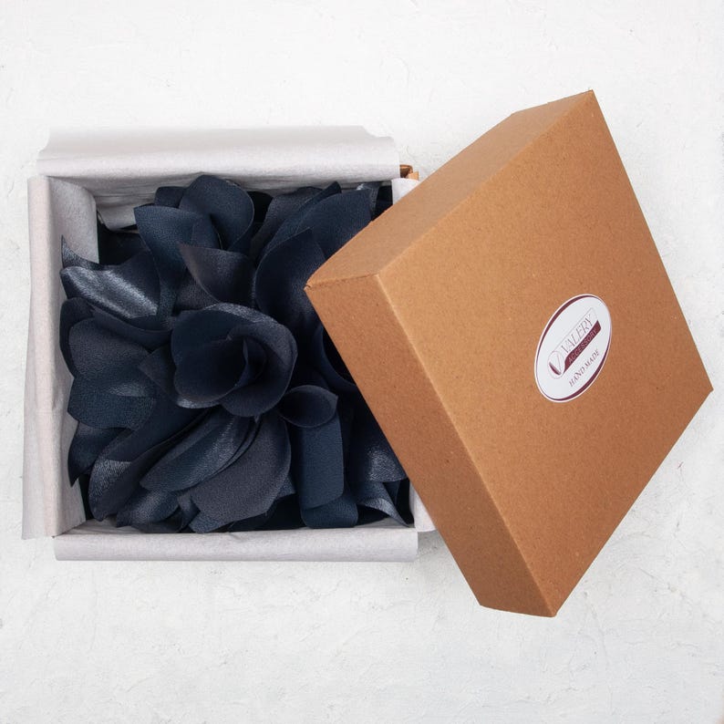 Oversized Coal Color Sparkle Flower, Elegant Satin Party Brooch for ...
