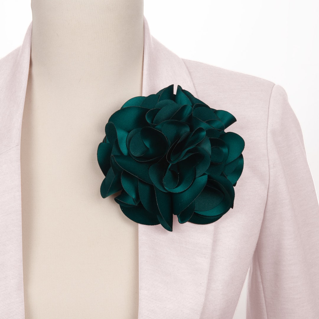 Dark Green Flower Brooch, Flower Pin, Packed as a Gift - Etsy