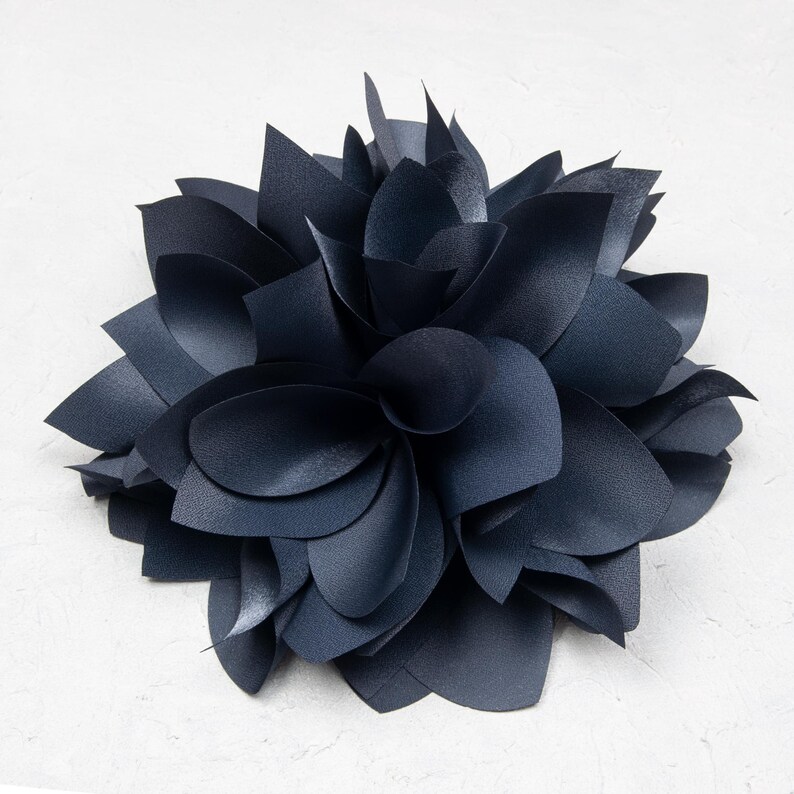 Oversized Coal Color Sparkle Flower, Elegant Satin Party Brooch for ...