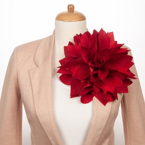 Red Large Flower Elegant Satin Party Flower Brooch for Women, Oversized ...