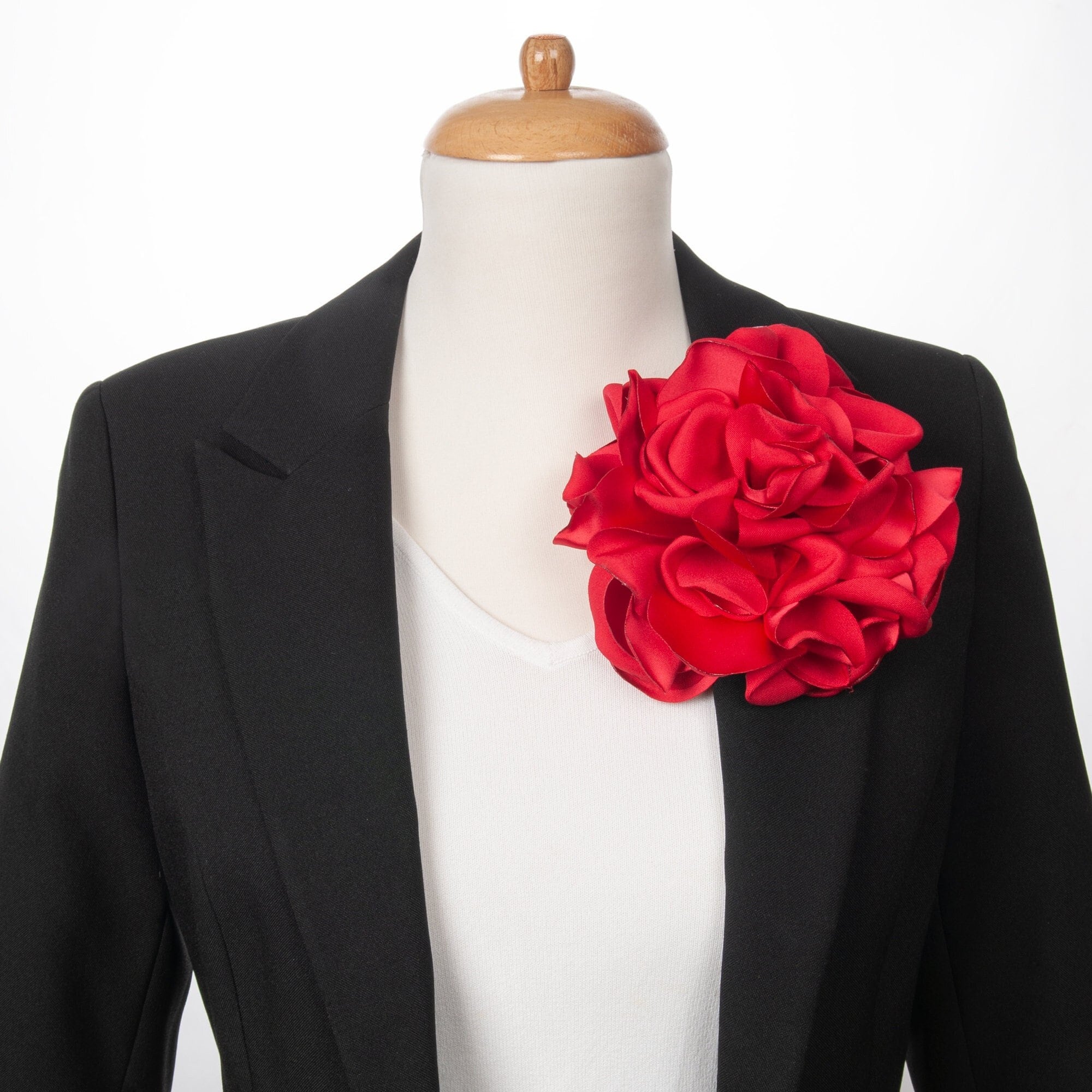 Red Fabric Flower Brooch, Floral Pin - Etsy