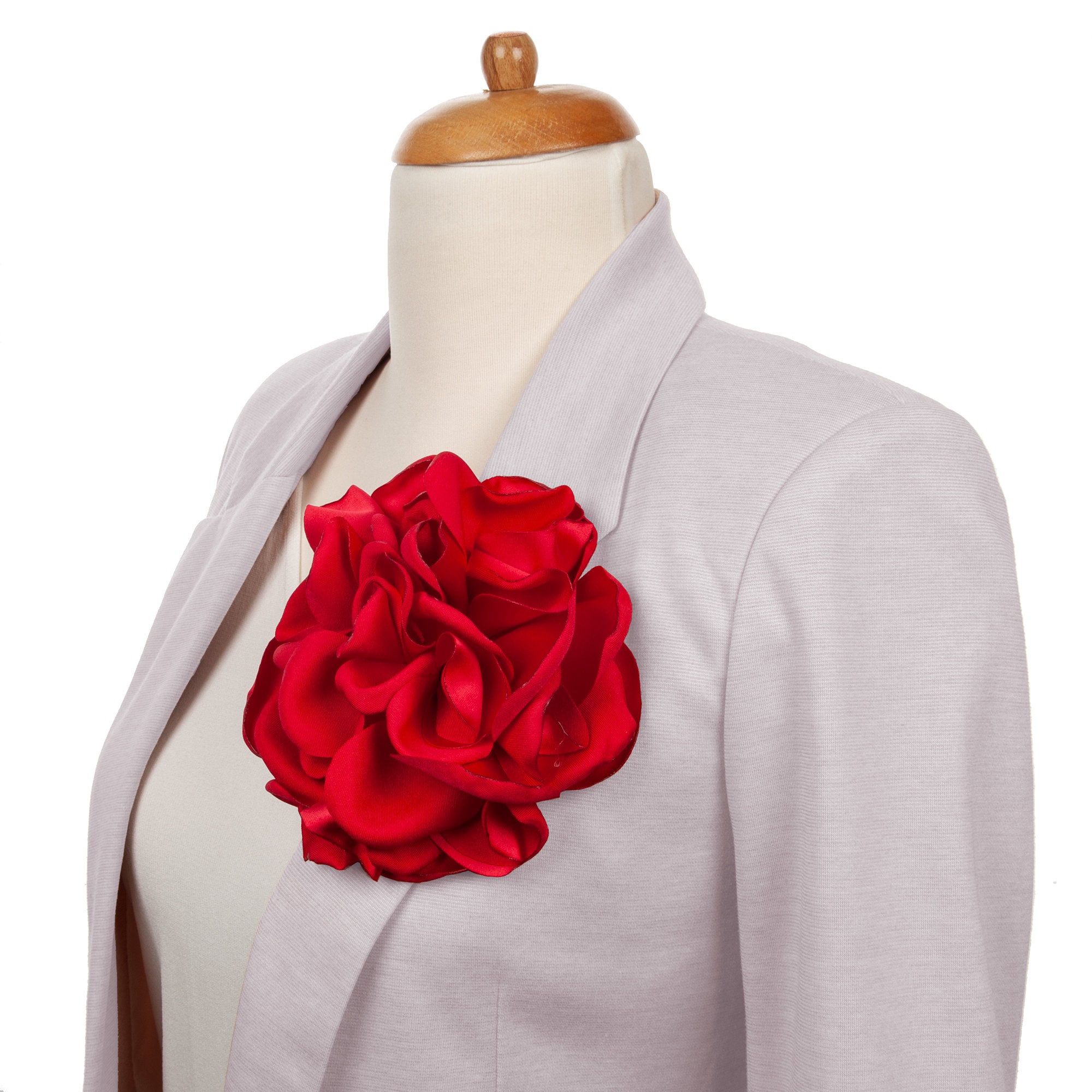 Red Fabric Flower Brooch, Floral Pin - Etsy