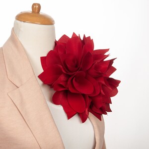 Red Large Flower Elegant Satin Party Flower Brooch for Women, Oversized ...