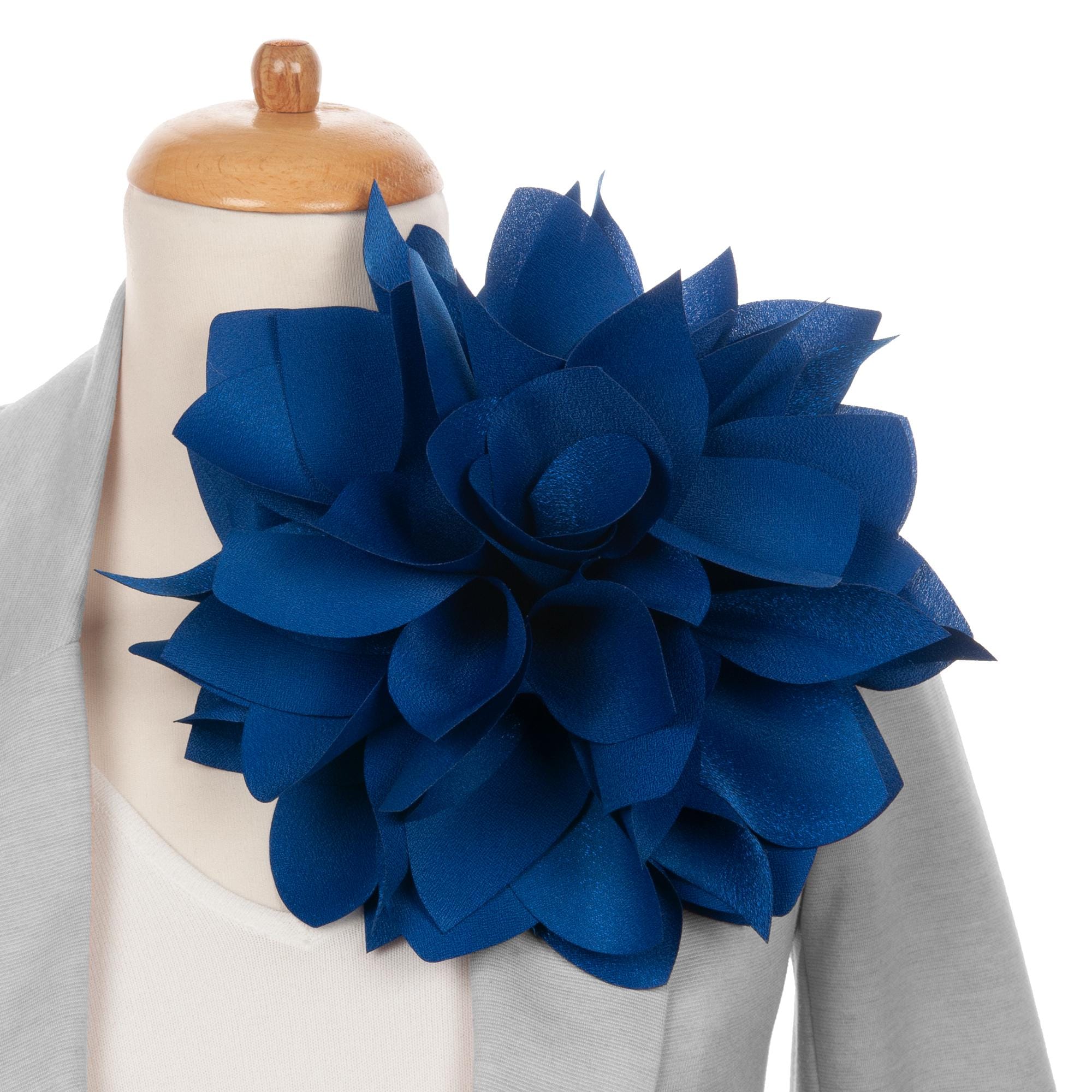 Royal Blue Large Flower Elegant Satin Party Flower Brooch for Women ...