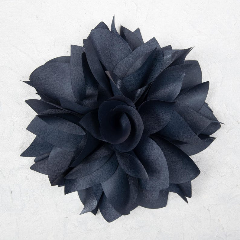 Oversized Coal Color Sparkle Flower, Elegant Satin Party Brooch for ...