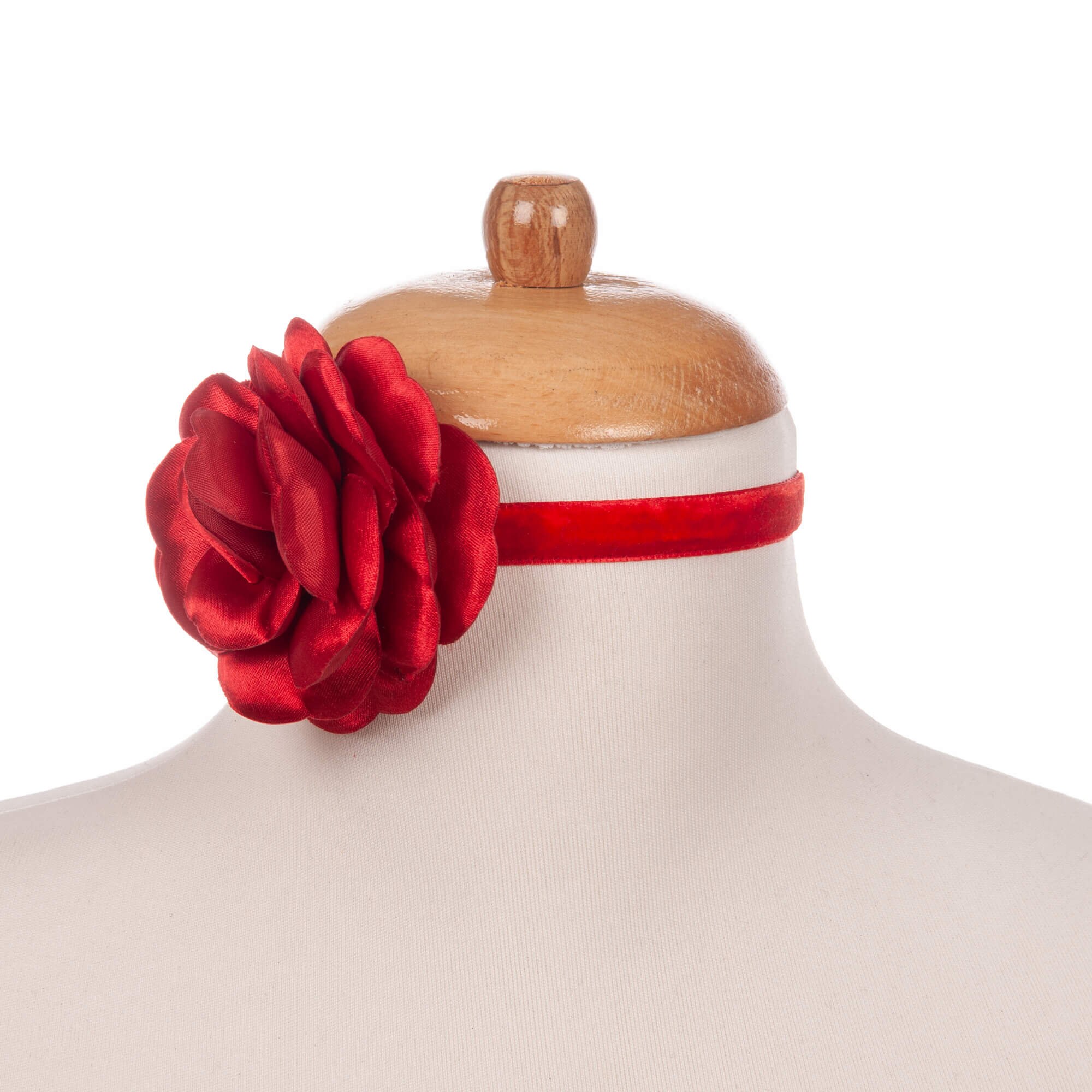 Red Rose Choker Necklace, Rose Red Flower Choker Necklace, Handmade ...