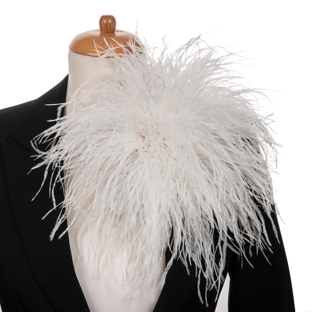 White Ostrich Feather Brooch, Wedding Bride Special Event, Large ...