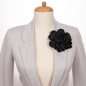 Black Satin Elegant Flower Brooch for Women Party Floral Pin Gift for ...