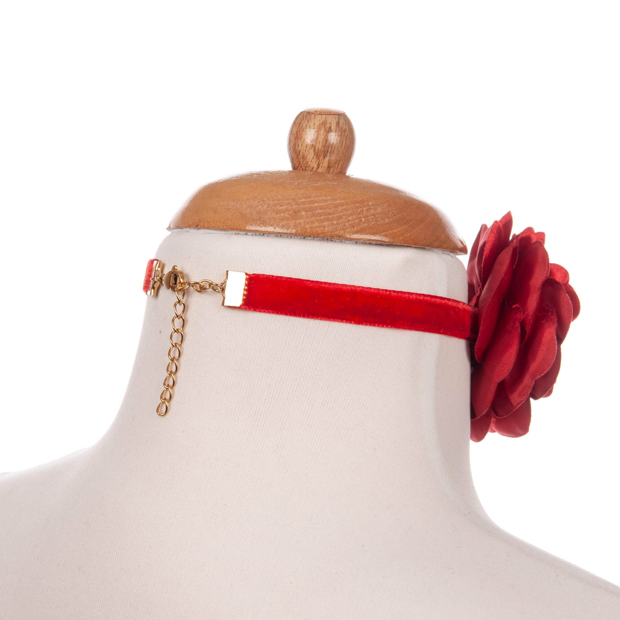 Red Rose Choker Necklace, Rose Red Flower Choker Necklace, Handmade ...