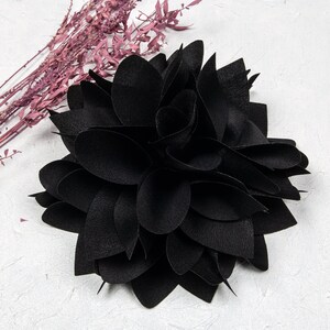 Large Black Satin Flower Brooch: Elegant Party Pin - Etsy