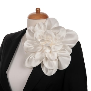 White Extra Large Flower Brooch, High Quality Large Brooches, Handmade ...