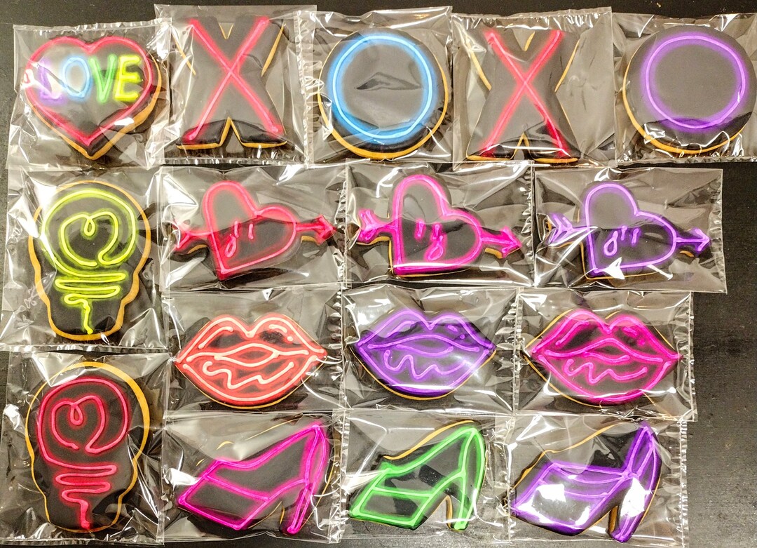 Neon Valentine, Bachelorette, Sexy Cookies - Etsy