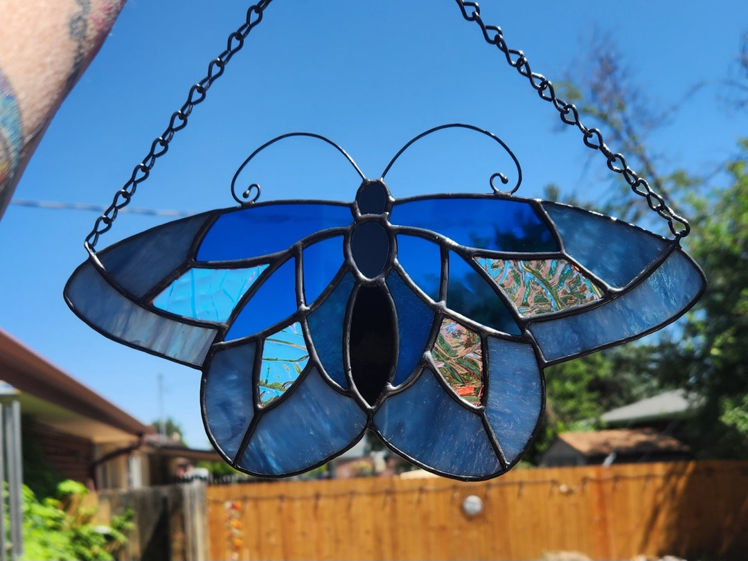 Blue Butterfly Stained Glass Window Décor Butterfly Art - Etsy