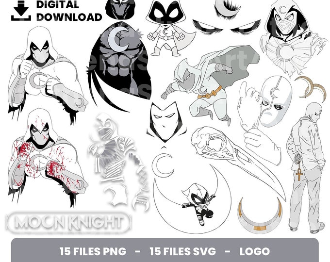 15 Clipart Bundle Layered Svg Superhero Moon Svg Knight Svg Digital Download Clipart Png