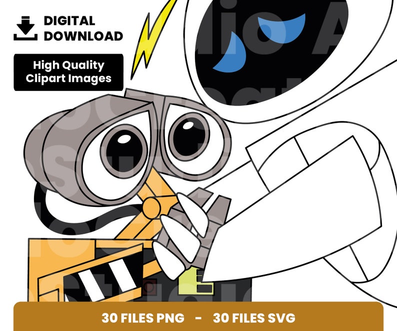 30 Clipart Bundle Layered Svg Wall E Svg Eva Svg Love - Etsy