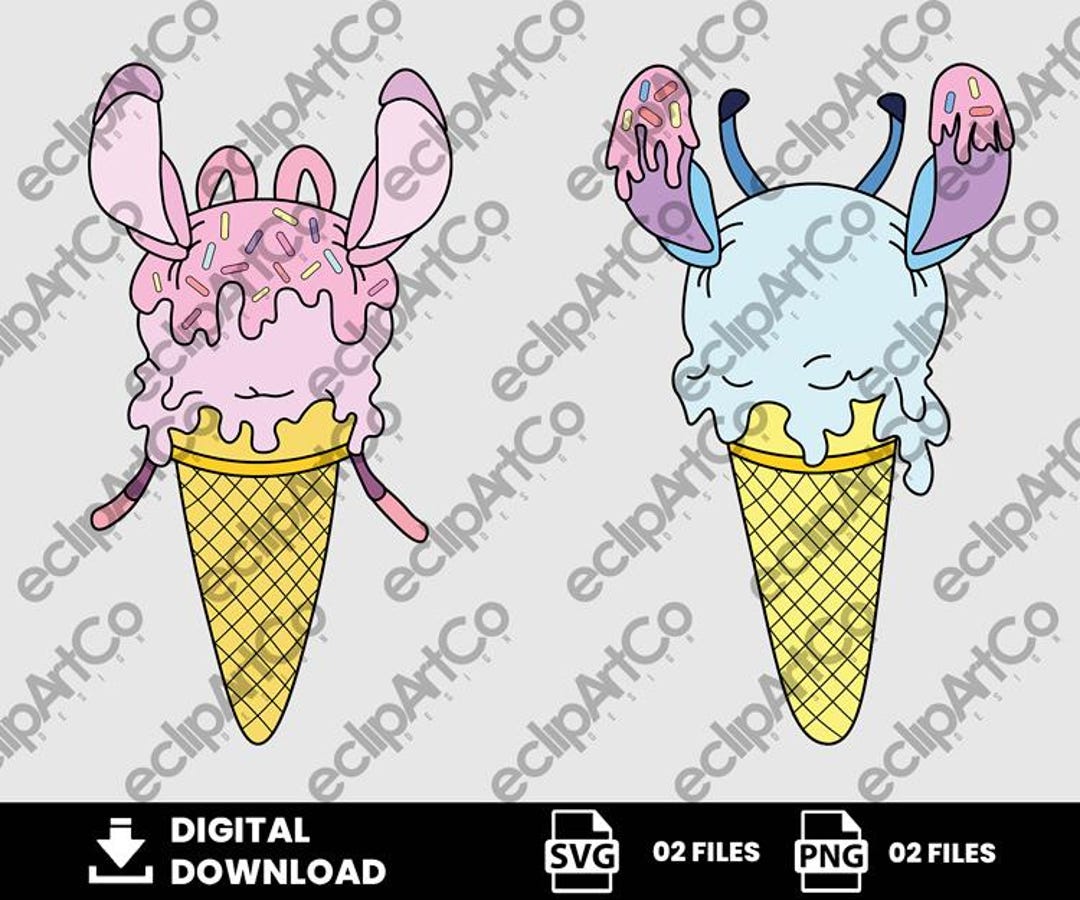 02 Clipart - Ice Cream Cone Stitch and Angel, Ice Cream Cone, Lilo and ...
