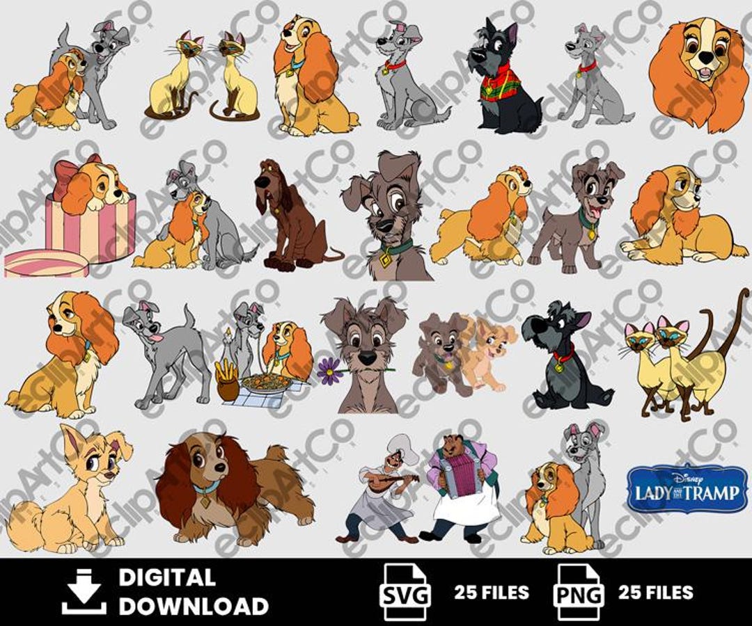 25 Clipart - Lady and the Tramp Svg, Lady and the Tramp Png, Lady Png ...