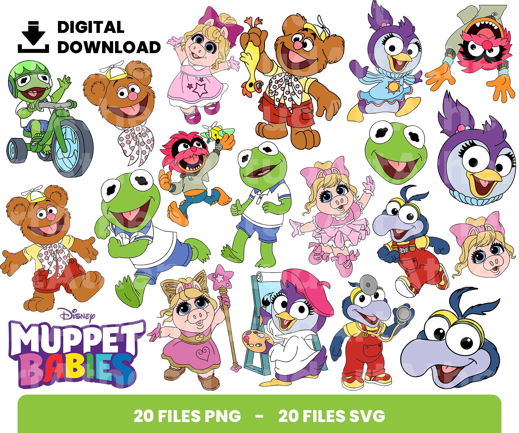 20 Clipart Bundle Layered Svg Muppet Babies Svg Baby - Etsy España