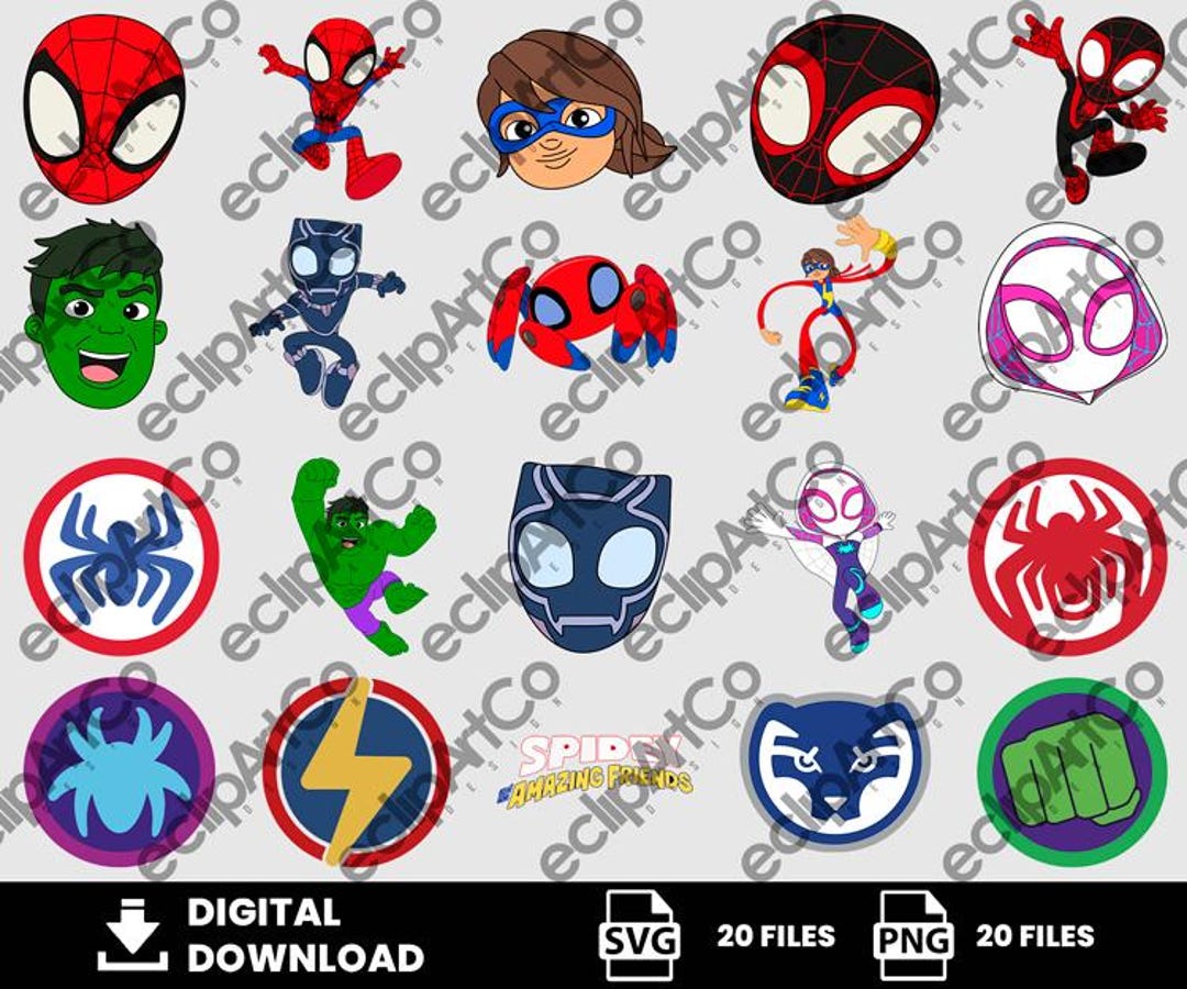 20 Clipart - Superheroes Svg, Spidey and His Amazing Friends Png ...