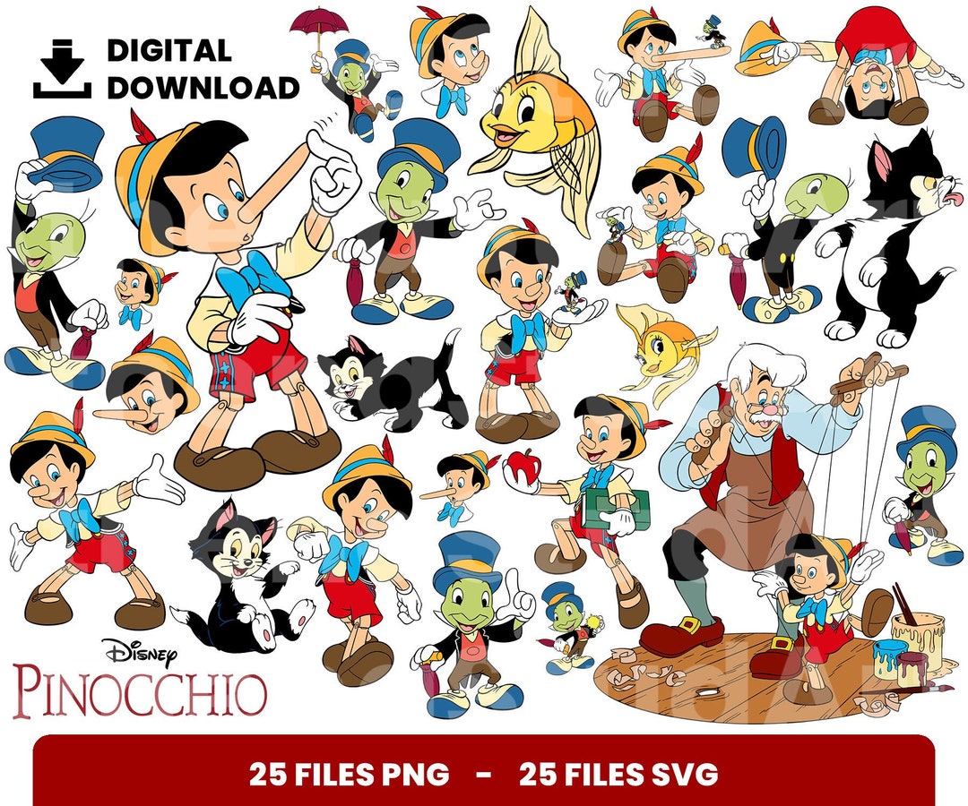 25 Clipart Bundle Layered Svg, Pinocchio Svg, Cricket Svg, Geppetto Svg ...