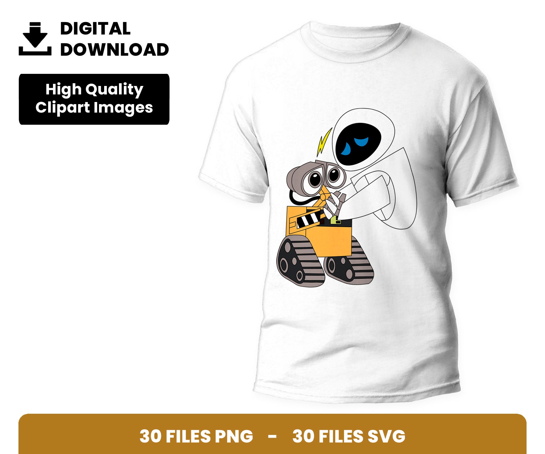 30 Clipart Bundle Layered Svg Wall E Svg Eva Svg Love - Etsy