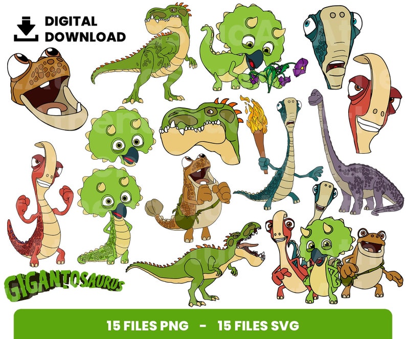15 Clipart Bundle Layered Svg Gigantosaurus Svg Dinosaurs - Etsy