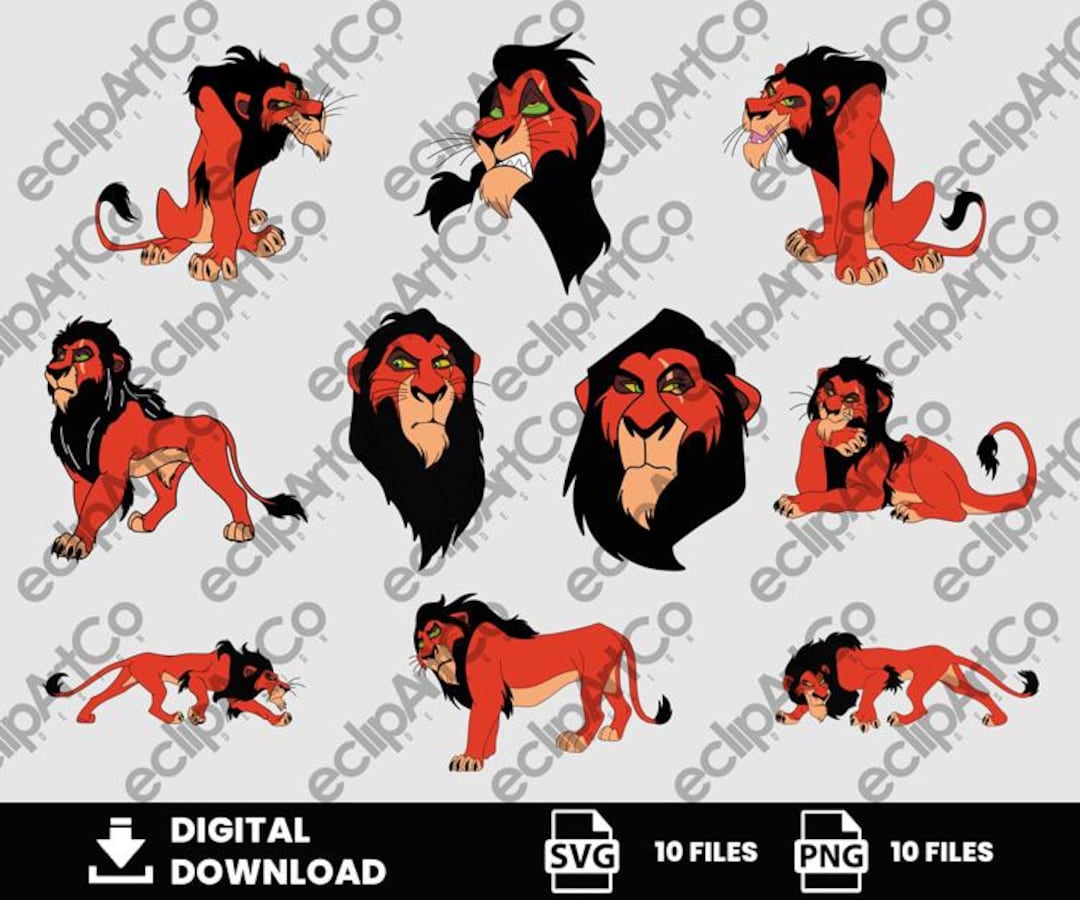 10 Clipart – Villains Svg, Scar Svg, Scar Png, Villains Png, the Lion ...