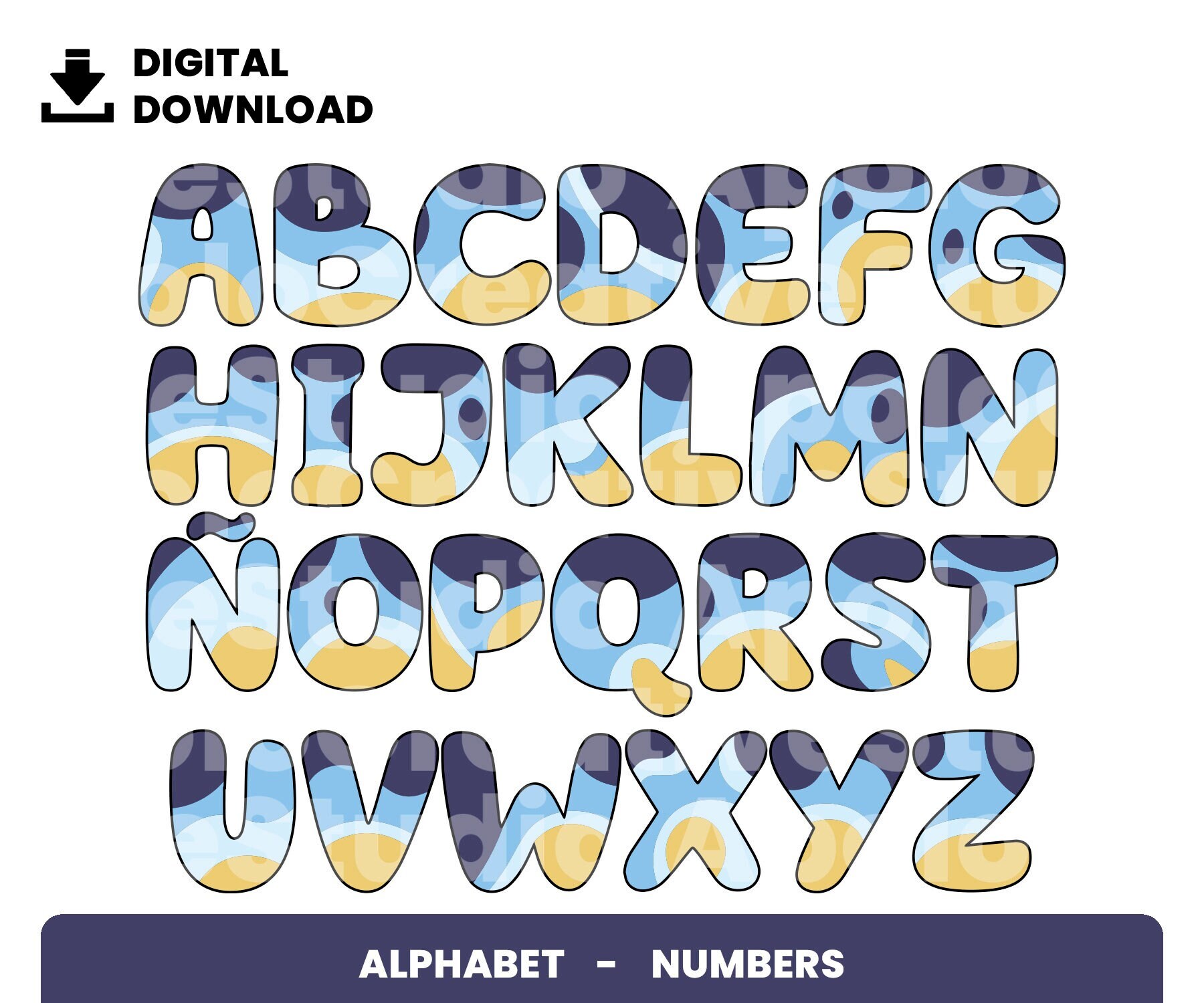 37 Clipart Bundle Layered Svg Alphabet Bluey Svg Numbers - Etsy UK