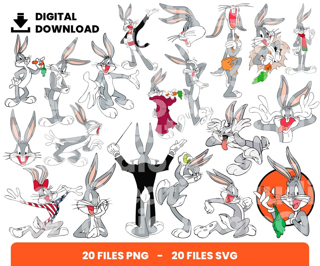 20 Clipart Bundle Layered Svg, Bugs Svg, Bunny Svg, Cartoons Svg ...