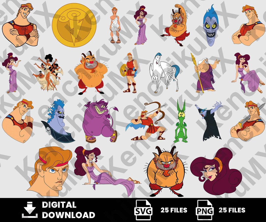 Hercules Svg, Hades, Megara, Zeus, Phil, Grief and Panic, Hero Svg ...
