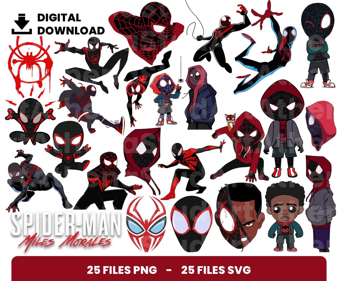 25 Clipart Bundle Layered Svg, Superhero, Miles Morales, Spiderman Svg ...