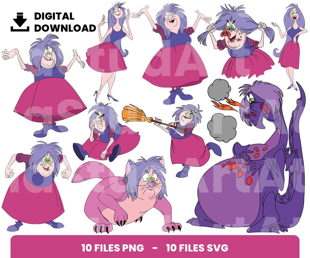 10 Clipart Bundle Layered Svg, Madame Mim Svg, Witch Svg, Sword Svg ...