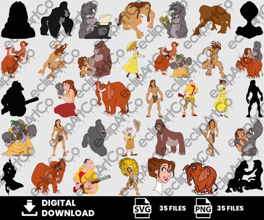 35 Clipart - Tarzan Svg, Tarzan Png, Jane Png, Terk Png, Clayton Png ...