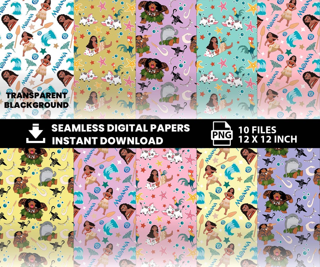 Seamless Printable Paper, Patterns, Moana Png, Maui Png, Princess Png ...