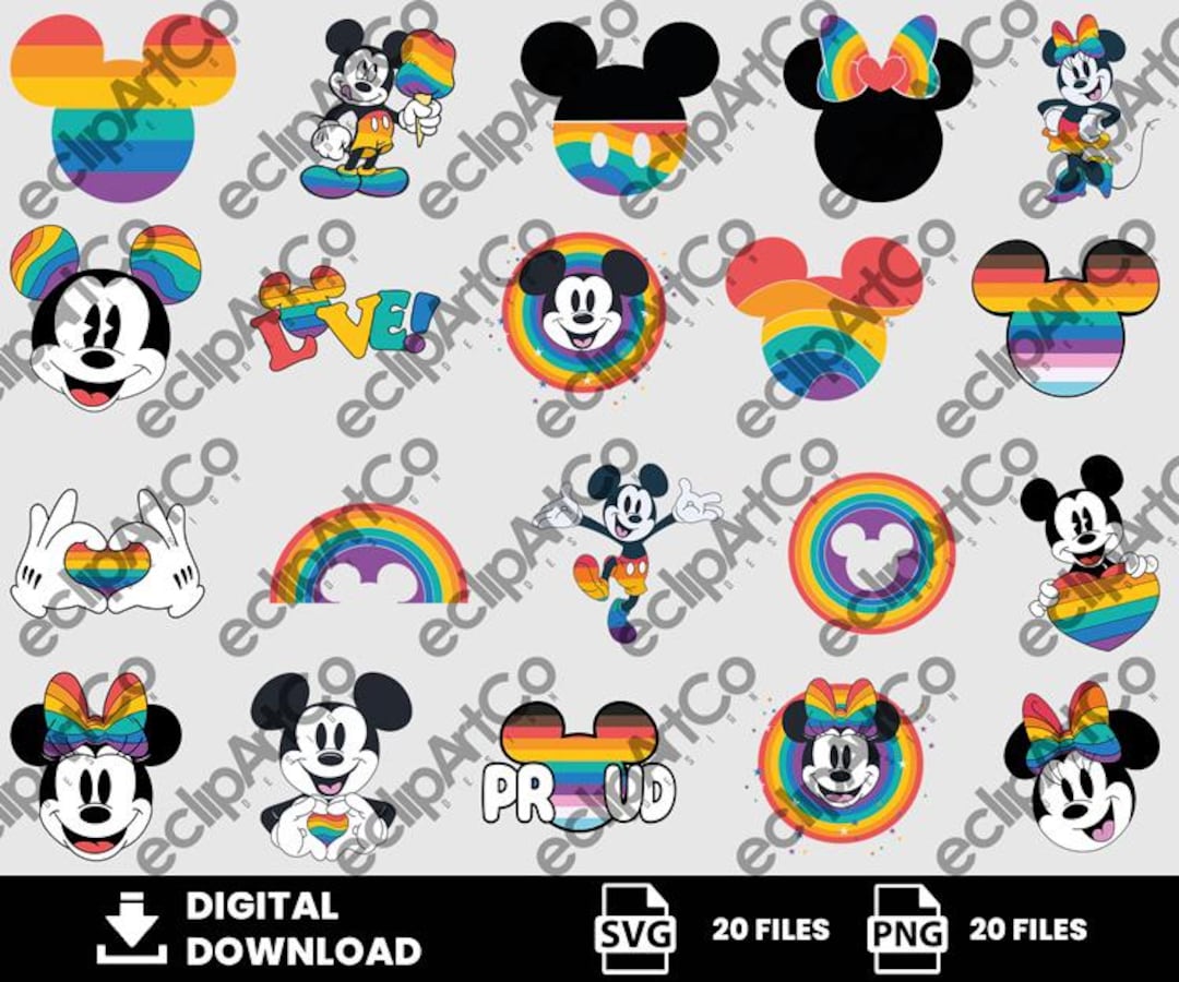 20 Clipart – Pride, Rainbow, Pidre Ears, Mickey Pride Svg, Mickey Pride ...