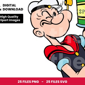 25 Clipart Bundle Layered Svg, Popeye Svg, Marine Svg, Cartoons Svg ...