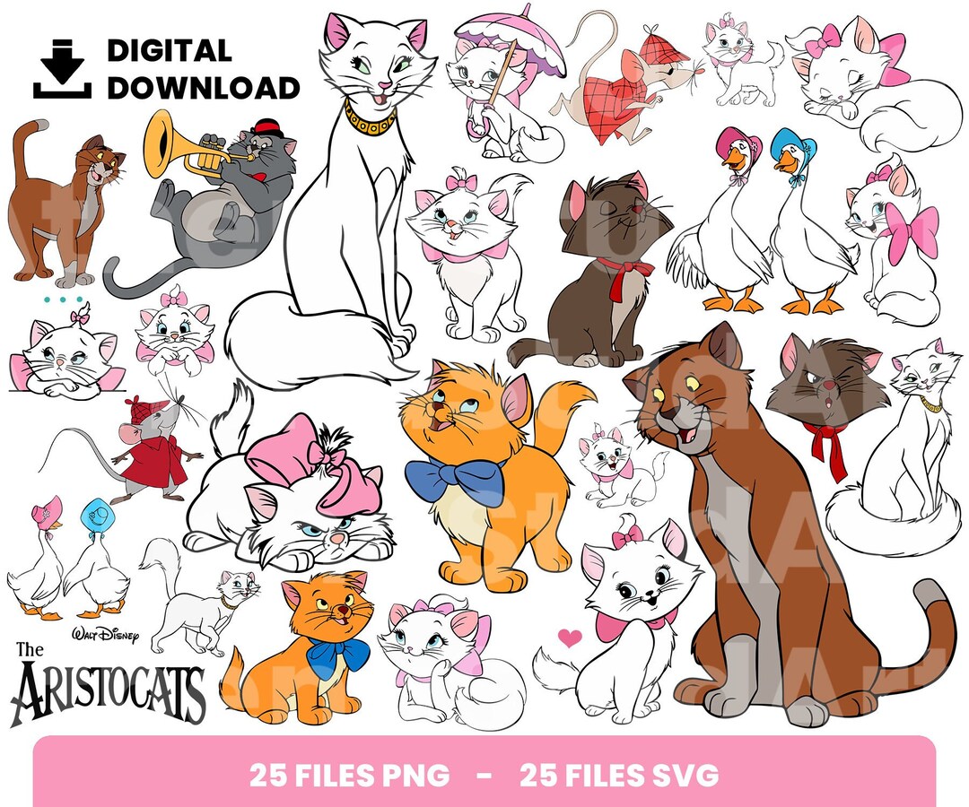 25 Clipart Bundle Layered Svg, the Aristocats Svg, Marie, Duchess ...