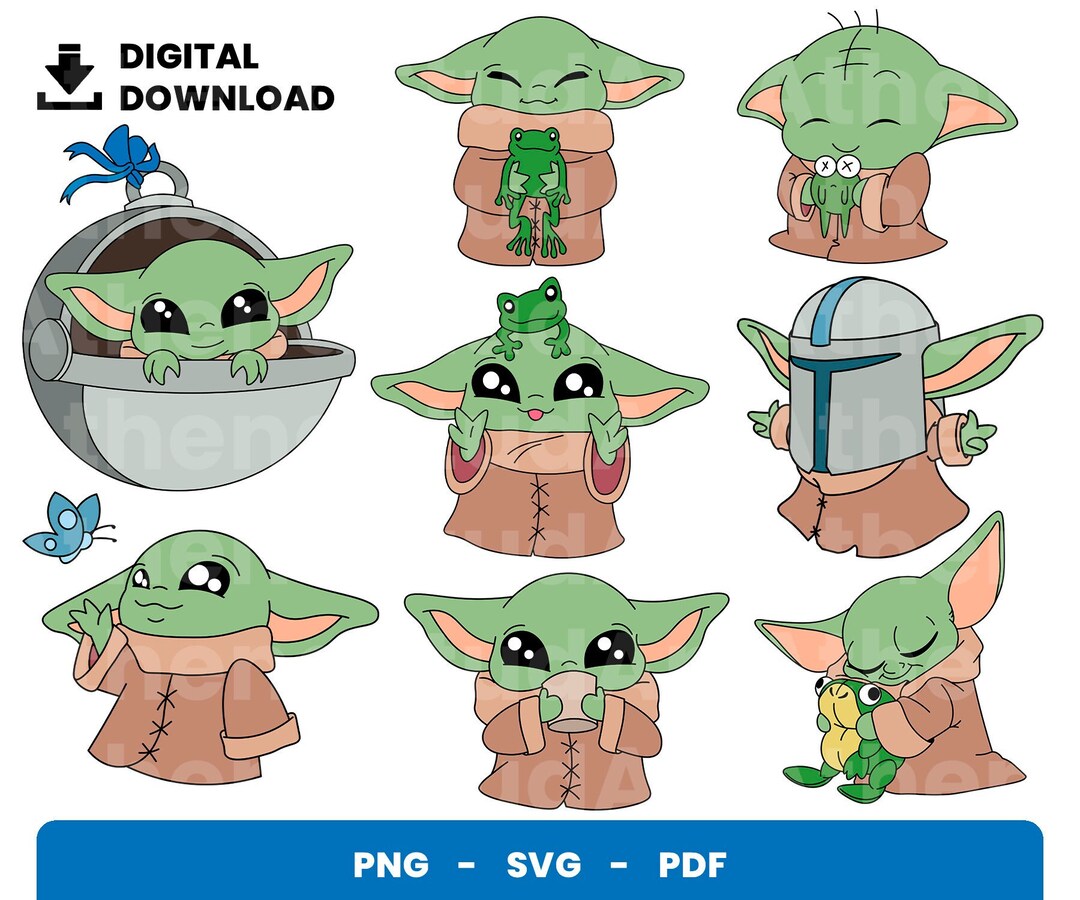 08 Clipart Bundle Layered Svg, Baby Grogu Svg, Baby Shower Svg, Blue ...