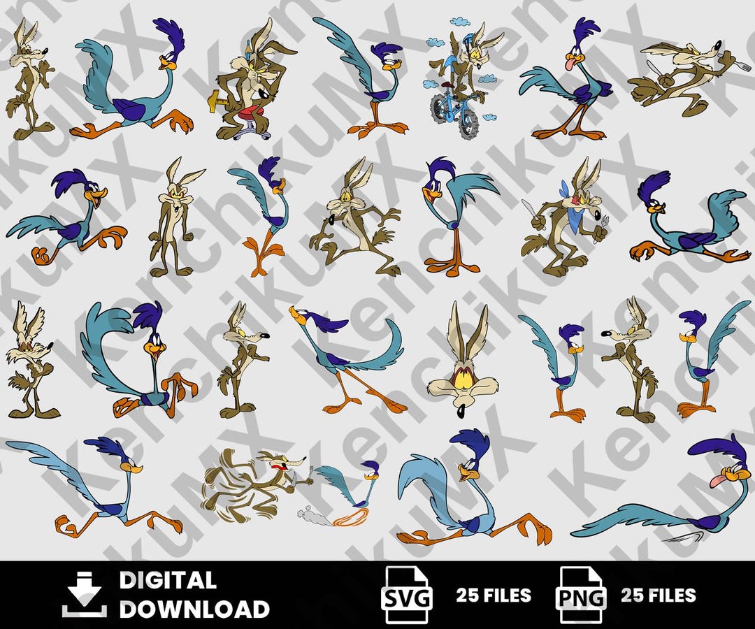Coyote Svg, Road Runner Svg, Cartoon Svg, Love Svg, Clipart, Digital ...