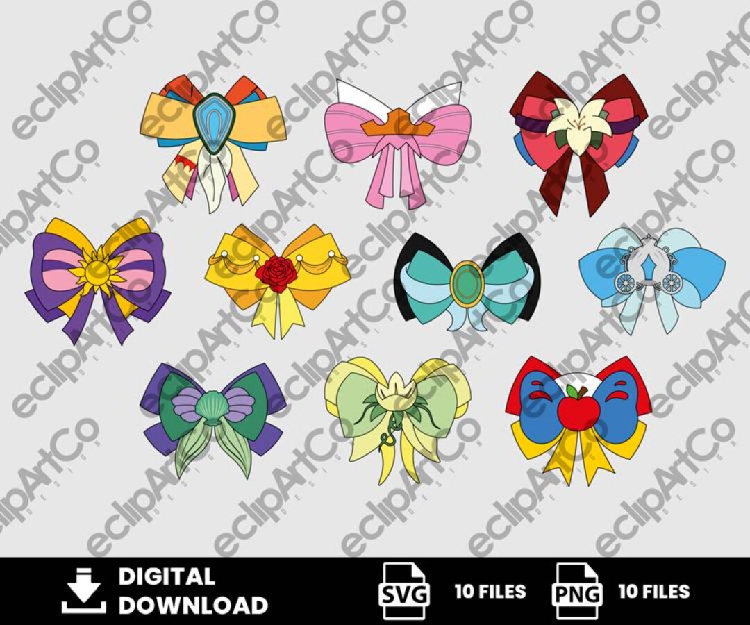 10 Clipart - Princess Bows Svg, Princess Bows Png, Bows Svg, Princess ...