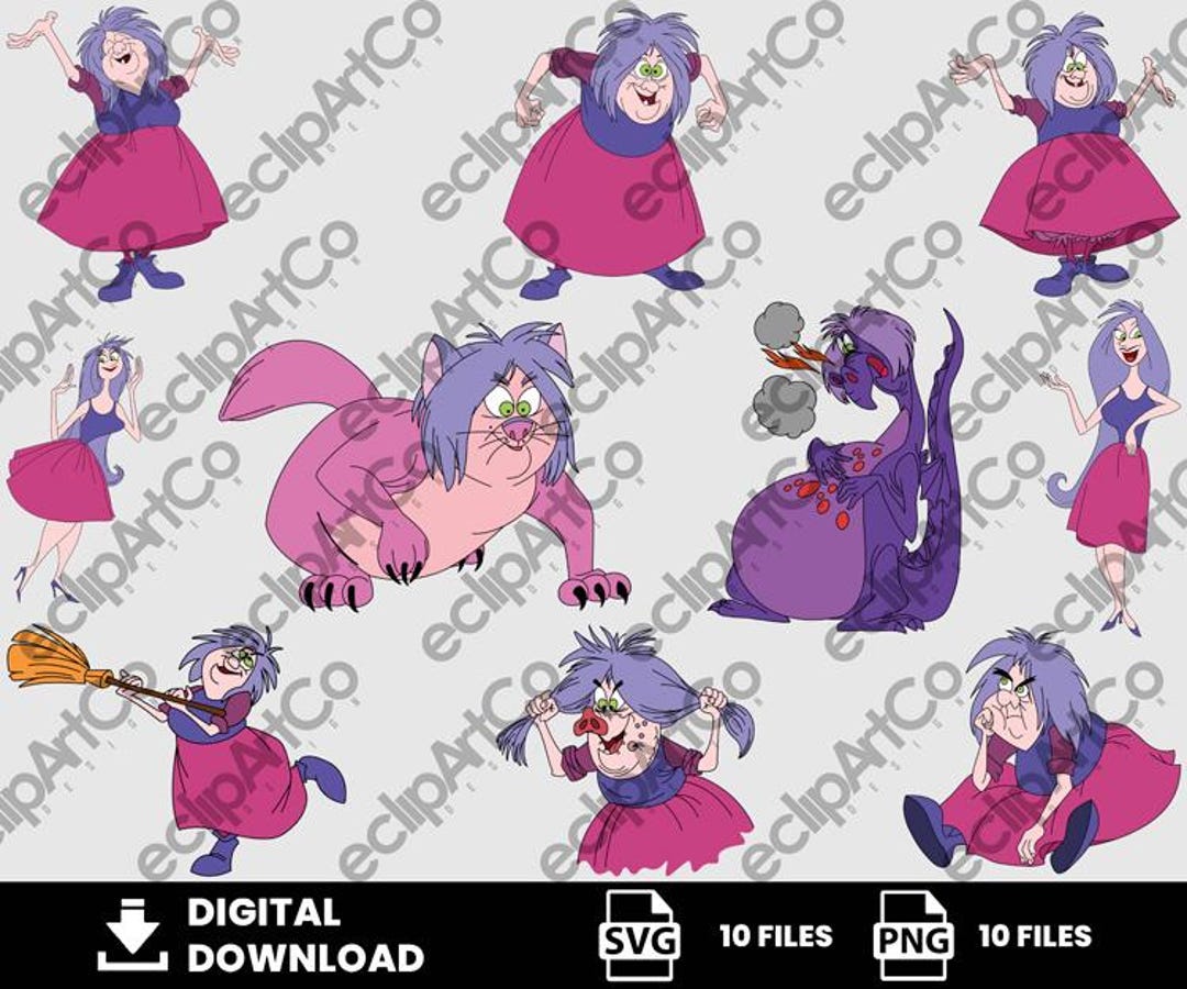 10 Clipart – Villains Svg, Madame Mim Svg, Madame Png, Sword in the ...