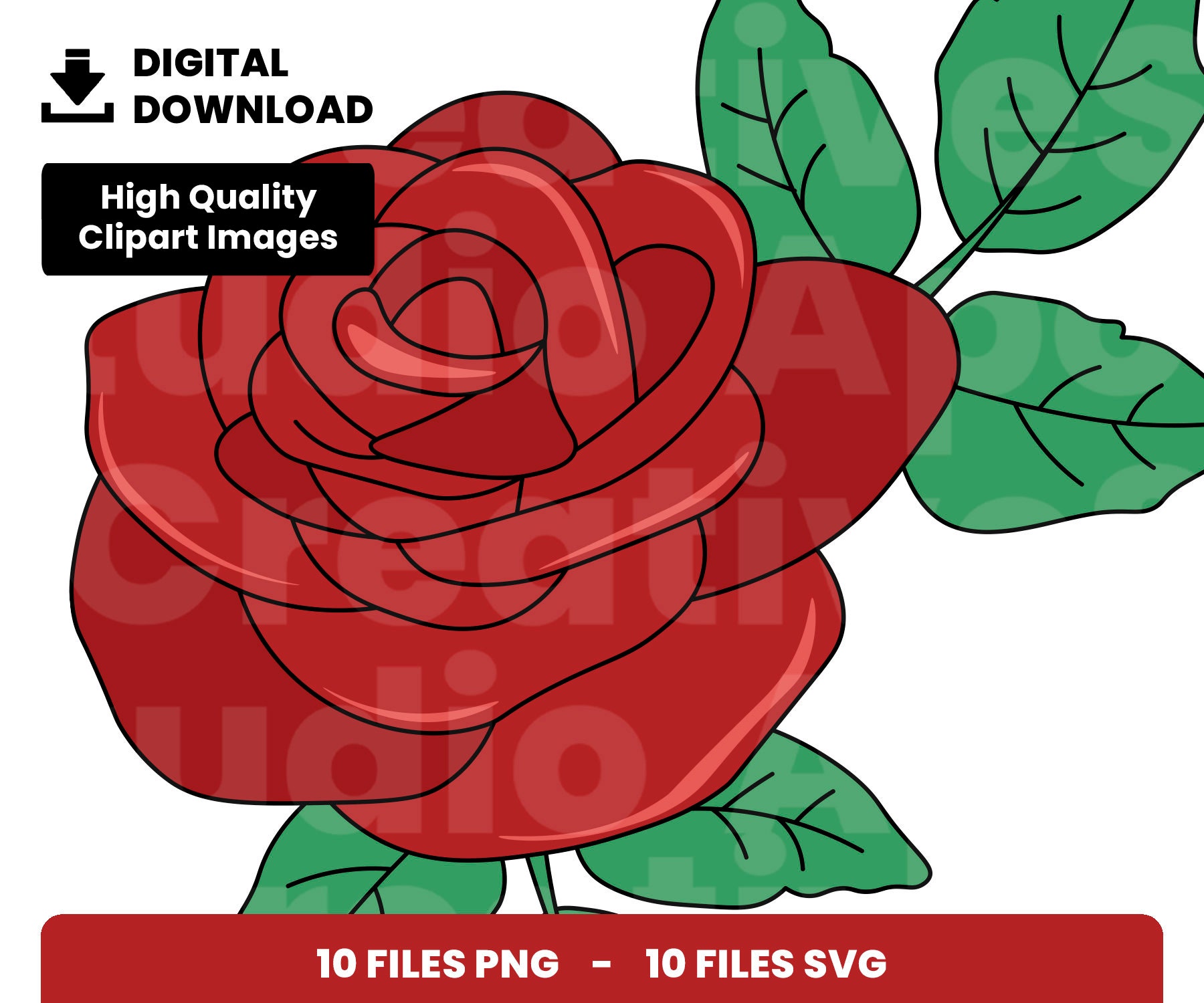 10 Clipart Bundle Layered Svg Flowers Svg Red Roses Svg - Etsy