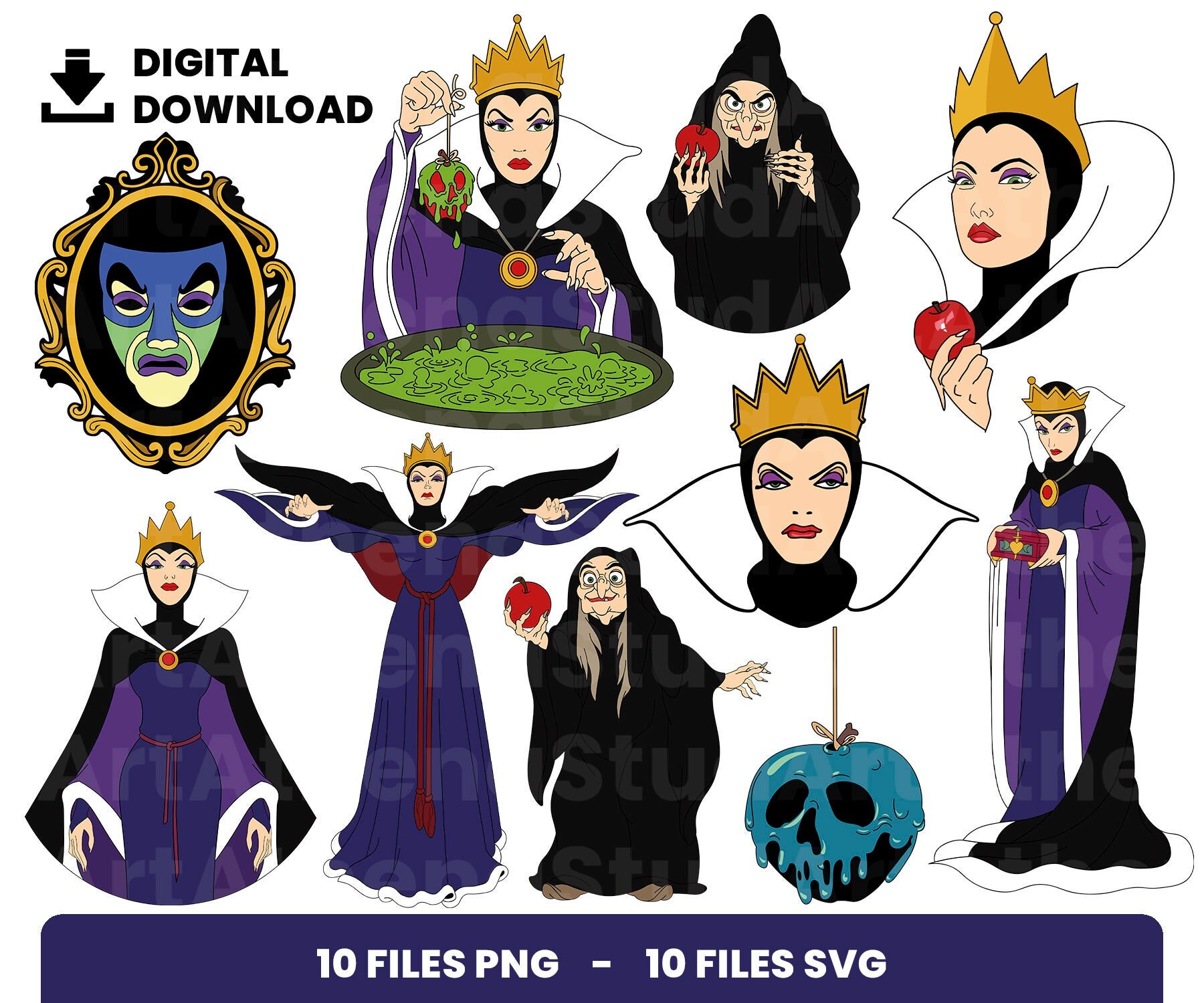 10 Clipart Bundle Layered Svg The Evil Queen Svg Poisoned - Etsy México