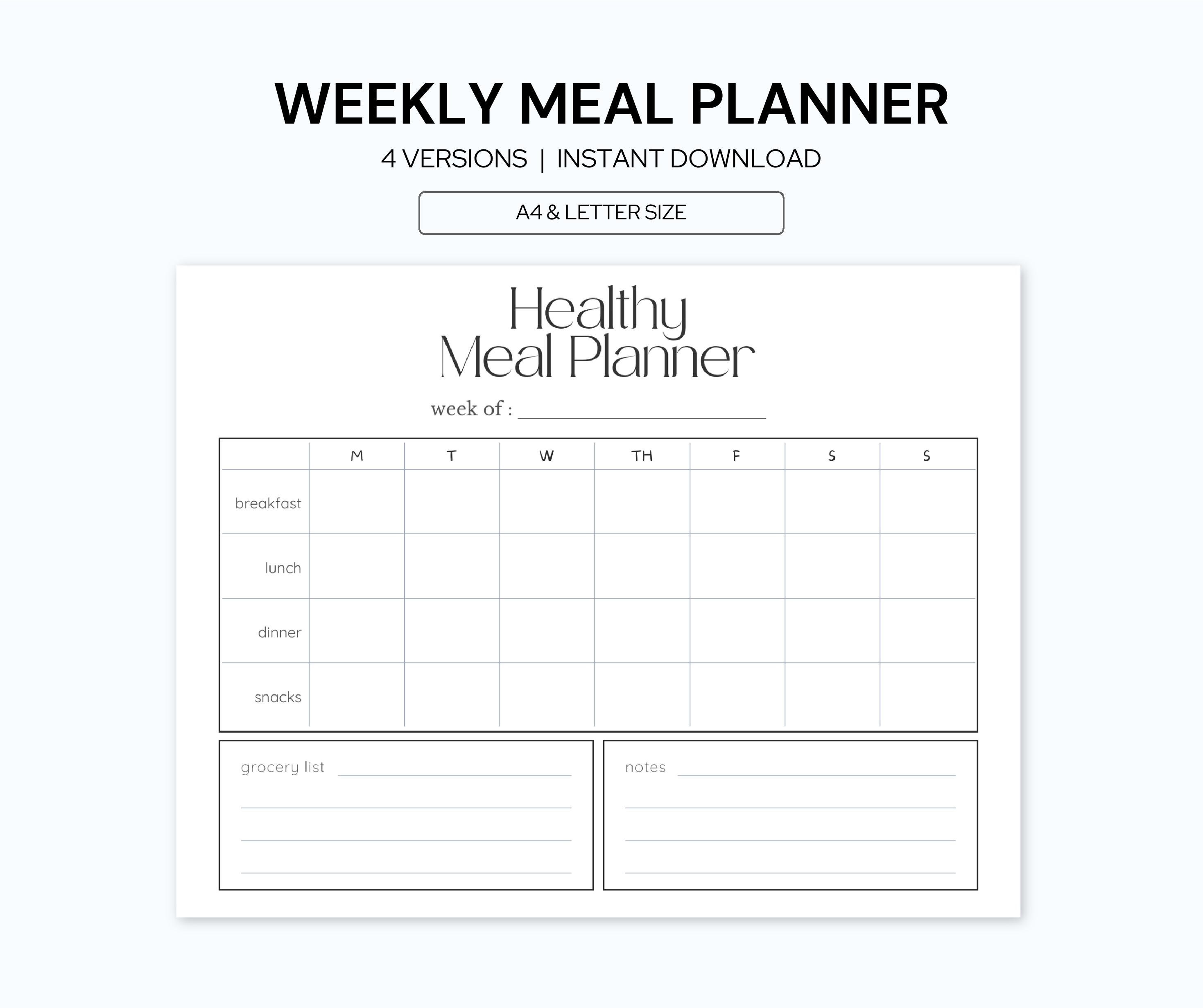 7 Day Blank Menu Template